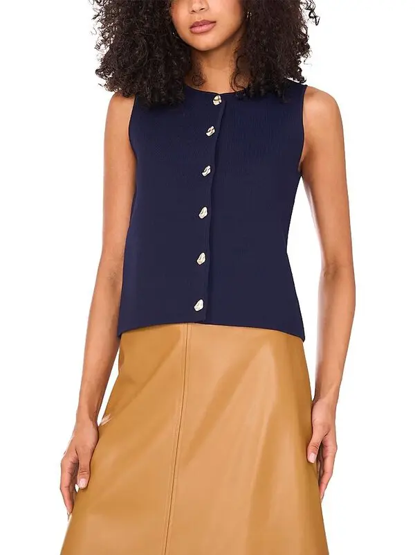 Vince Camuto Sleeveless Button-up Top - Classic Navy