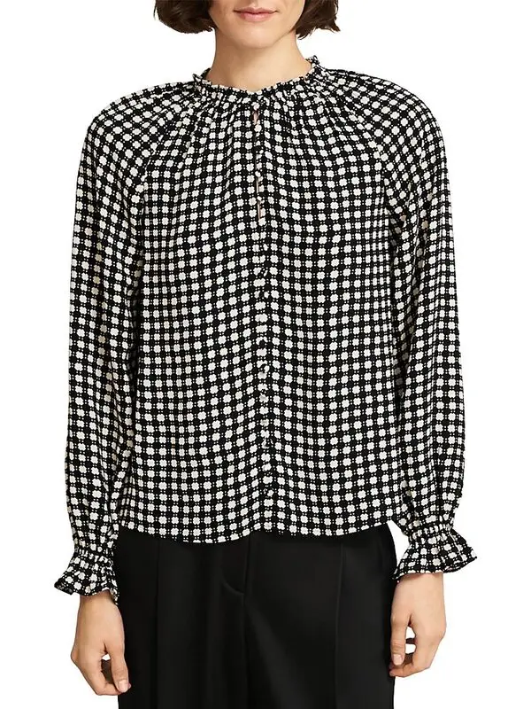 HOBBS LONDON Hewlett Ruffled Cuff Blouse - Black Cream