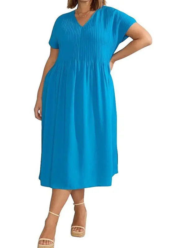 LIVE UNLIMITED Pintuck Midi Dress - Blue