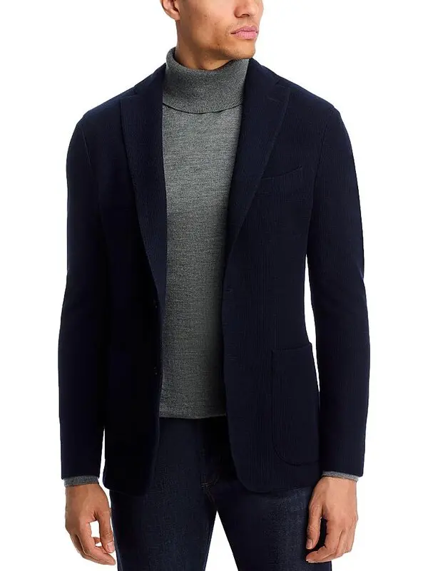 Boglioli Wool Blend Honeycomb Knit K-jacket - Navy