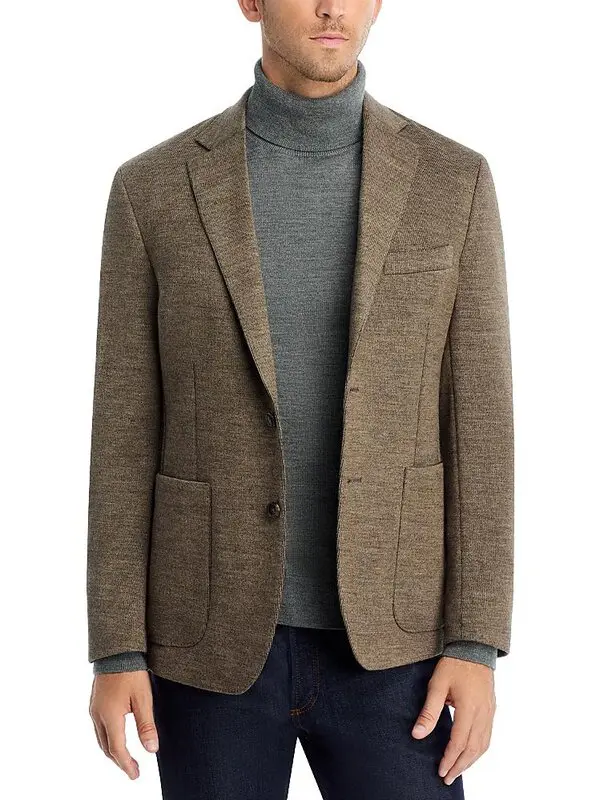 Bloomingdale'S Wool Jersey Unstructured Regular Fit Sport Coat - Heather Brown