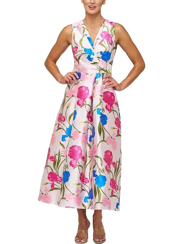 KAY UNGER Payton Tea Length Dress - Pink