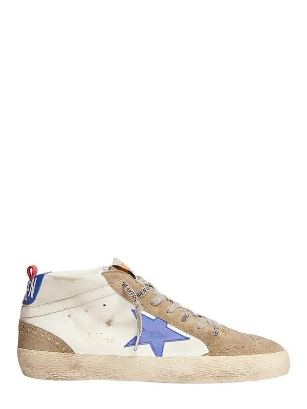 Golden Goose Mid Star Low Top Leather Sneakers - White Taupe