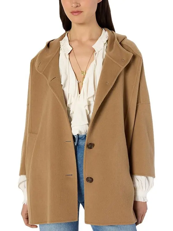 Gerard Darel Marla Wool Hooded Coat - Straw