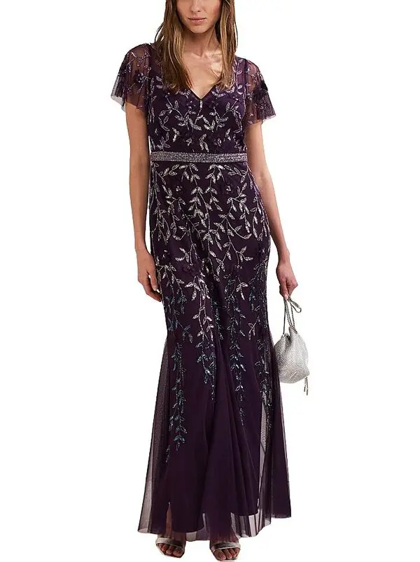 PHASE EIGHT Kaida Beaded Dress - Purple
