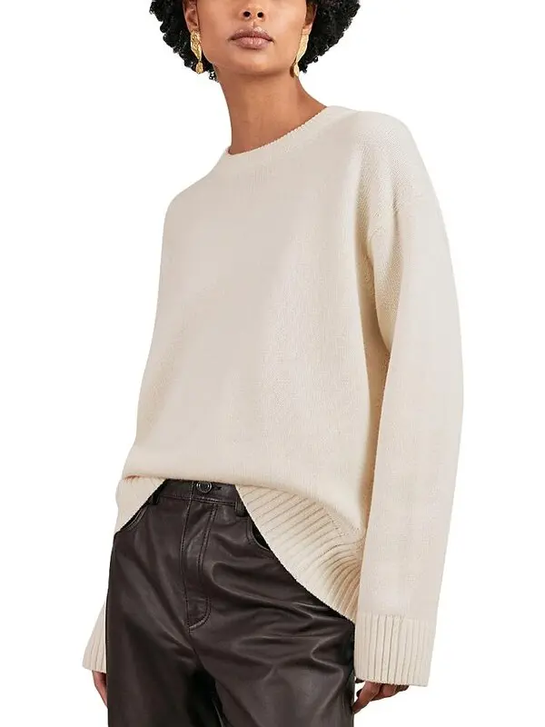 REISS Ella Wool Cashmere Crewneck Sweater - Cream