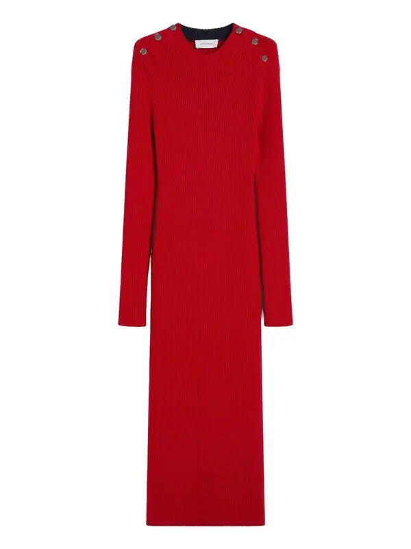 Max Mara Pure Wool Knit Fitted Dress - Red