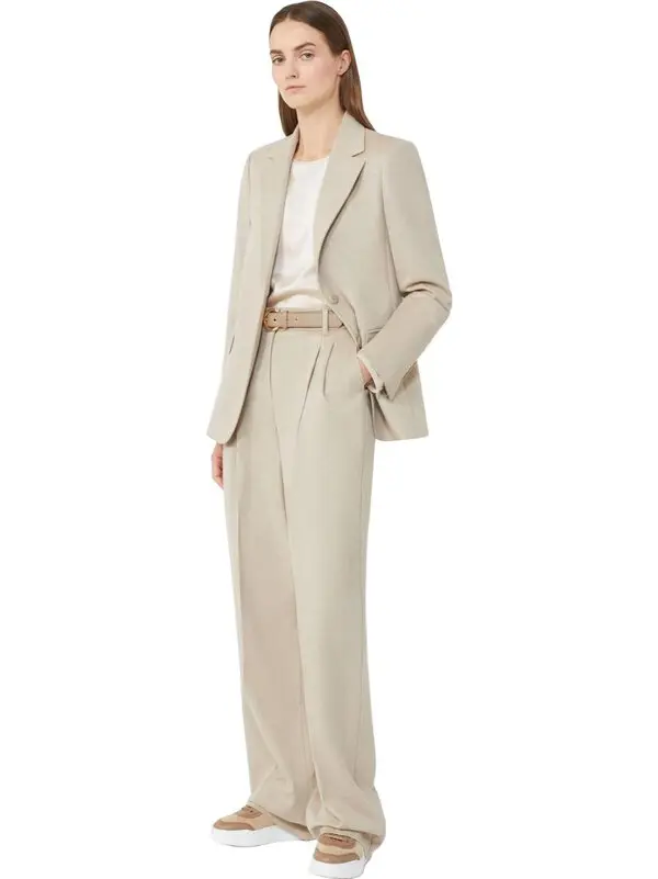 Max Mara Single-breasted Wool Broadcloth Blazer - Beige