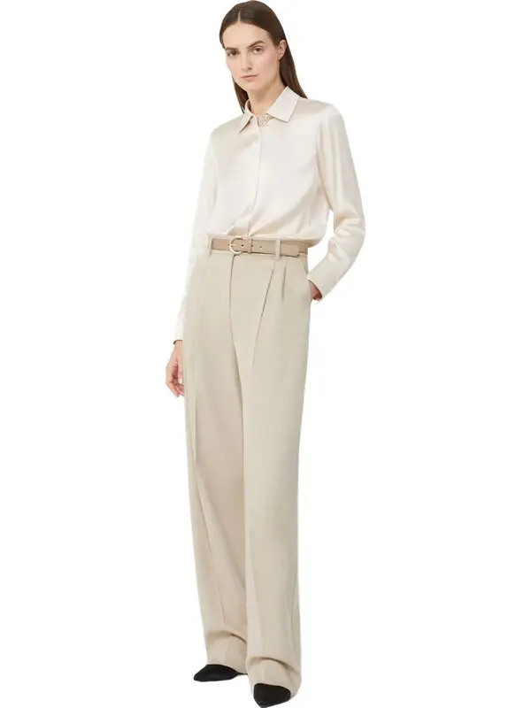 Max Mara Classic Silk Satin Shirt - Beige