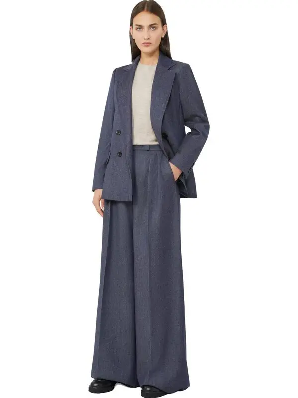 Max Mara Wool Wide-leg Trousers - Ultramarine