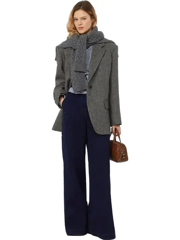 Max Mara Cotton Denim Wide-leg Trousers - Navy