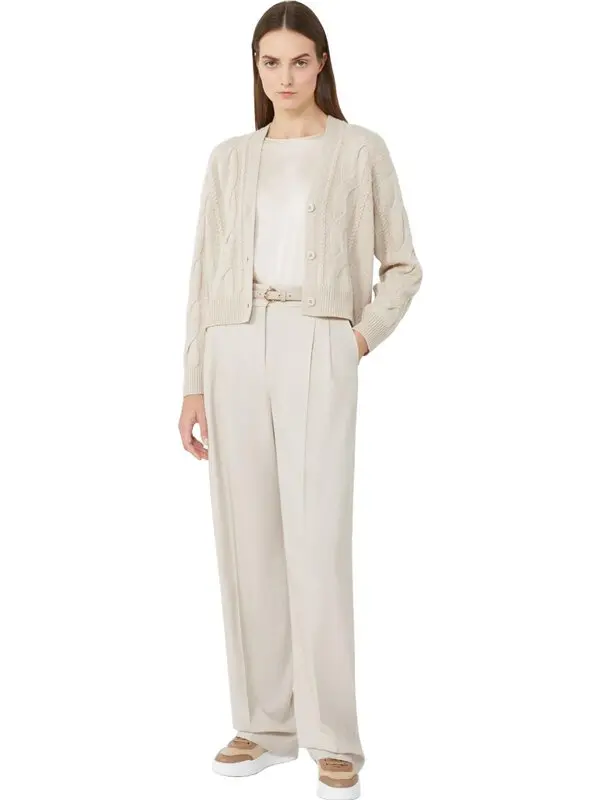 Max Mara Cable-knit Wool And Cashmere Cardigan - Beige