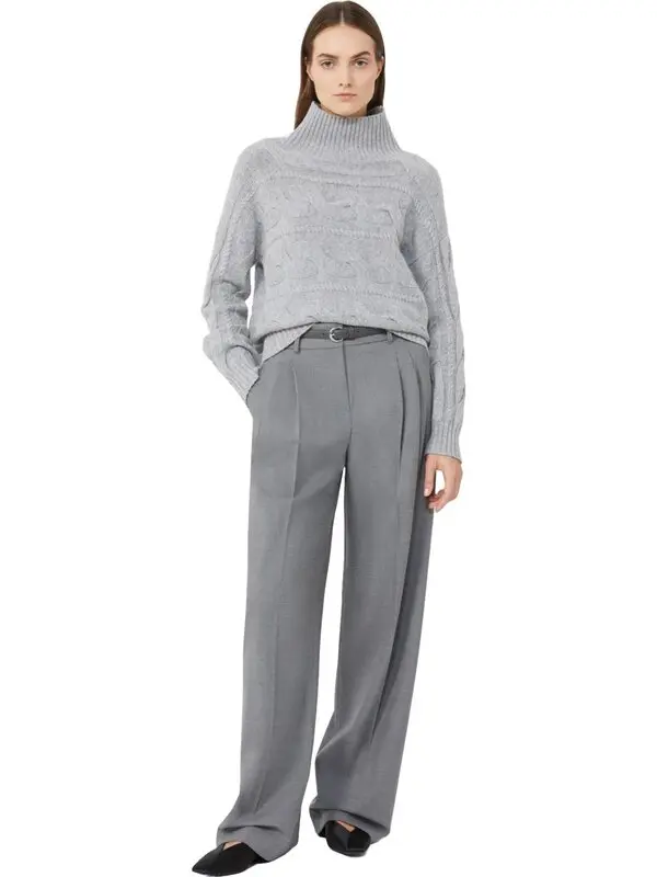 Max Mara Wool And Cashmere Cable-knit Sweater - Light Grey