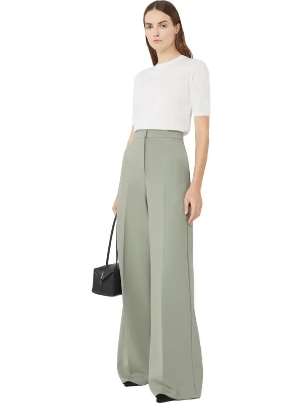 Max Mara Compact Jersey Wide-leg Trousers - Sage Green