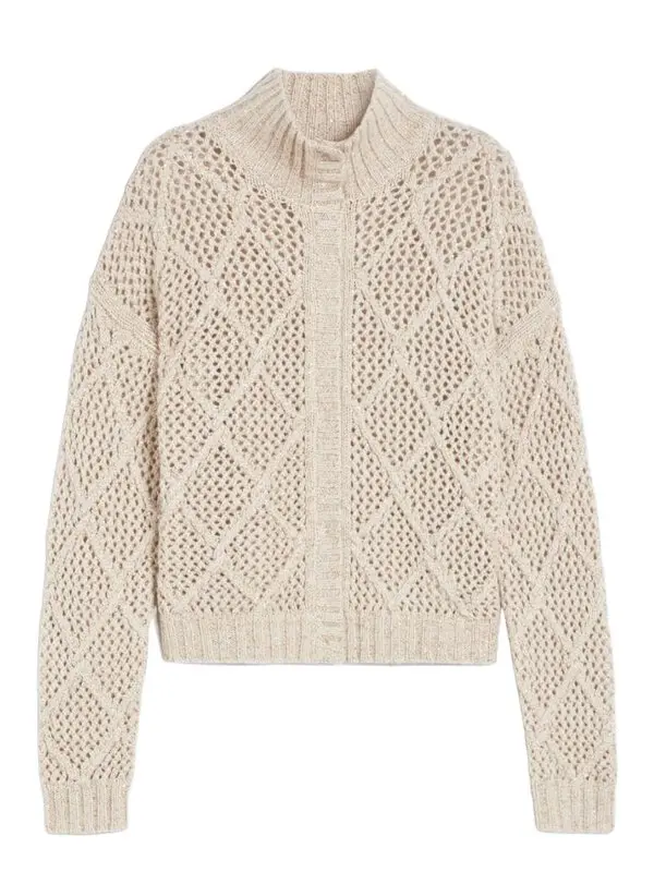 Max Mara Sequinned Wool And Cashmere Cardigan - Beige