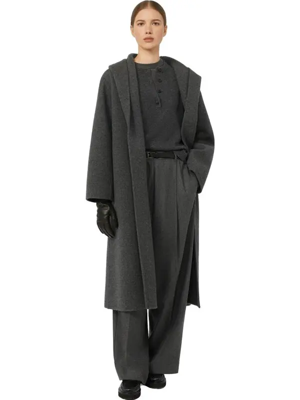 Max Mara Cashmere And Wool Hooded Coat - Medium Grey