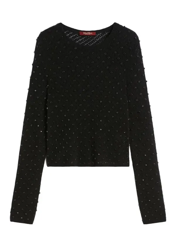 Max Mara Embroidered Wool And Mohair-blend Sweater - Black