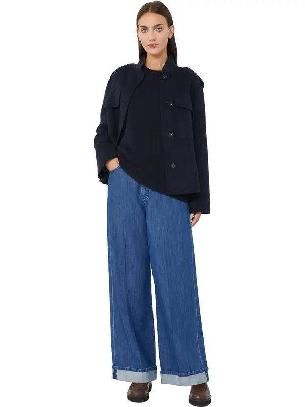 Max Mara Wool Drap Jacket - Navy