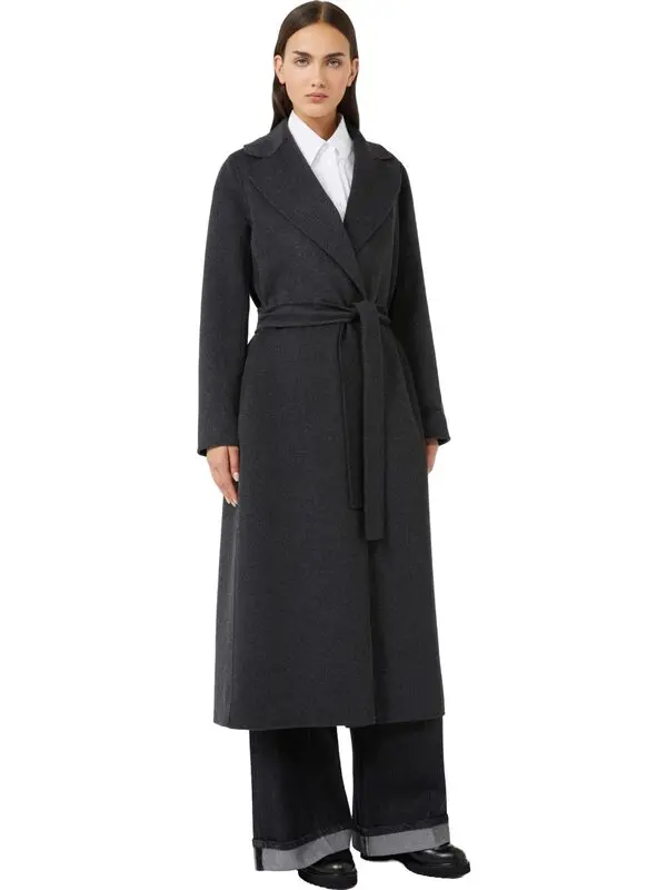 Max Mara Wool Drap Wrap Coat - Dark Grey