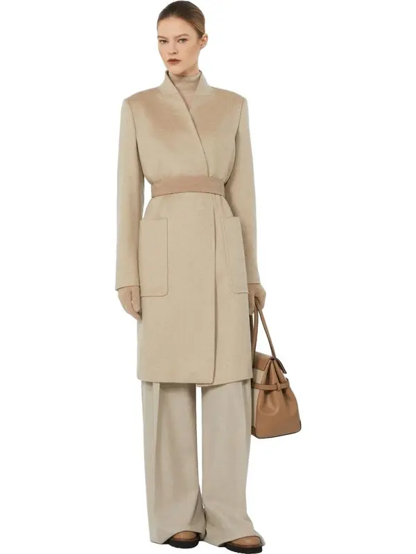 Max Mara Cashmere Draped Robe Coat - Beige