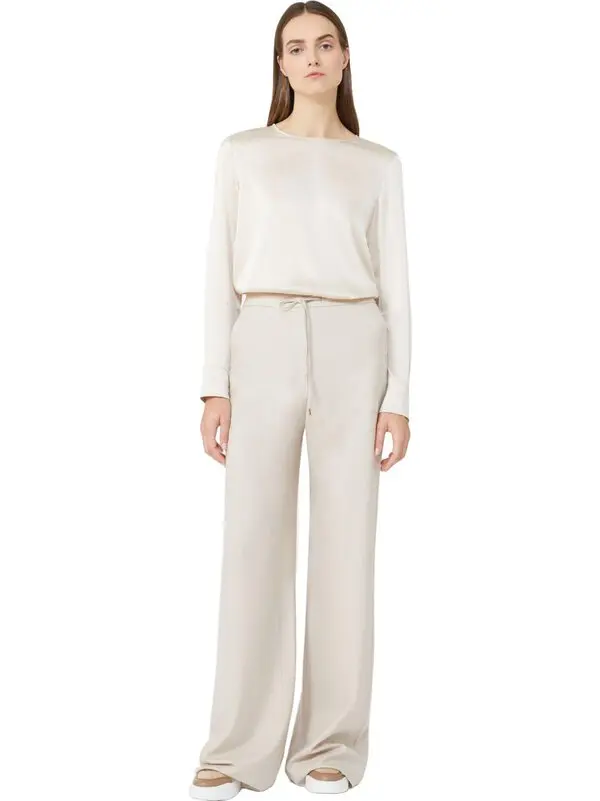 Max Mara Wool Twill Drawstring Trousers - Beige
