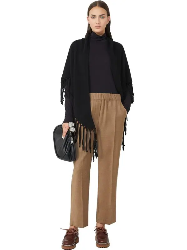 Max Mara Wool Flannel Cropped Trousers - Hazelnut Brown