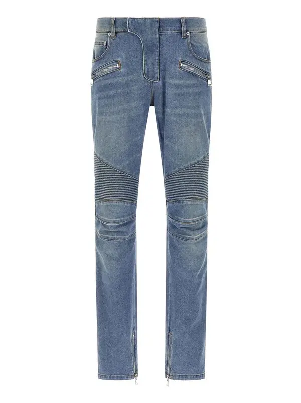 Balmain Biker Slim Fit Jeans - Blue