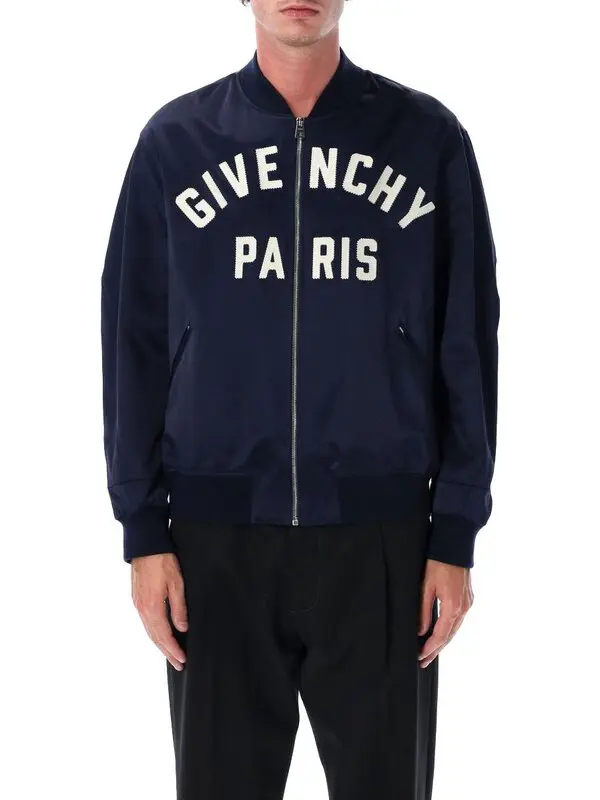 Givenchy Cotton Satin Zipped Blouson - Navy