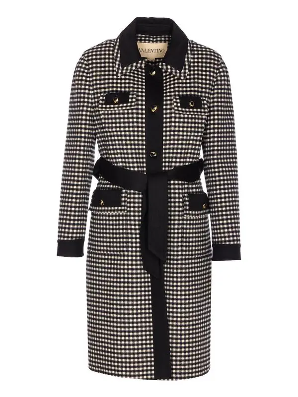 Valentino Garavani Checked Wool-cashmere Coat - Black