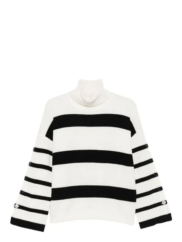Liu Jo Striped Turtleneck Sweater - Black