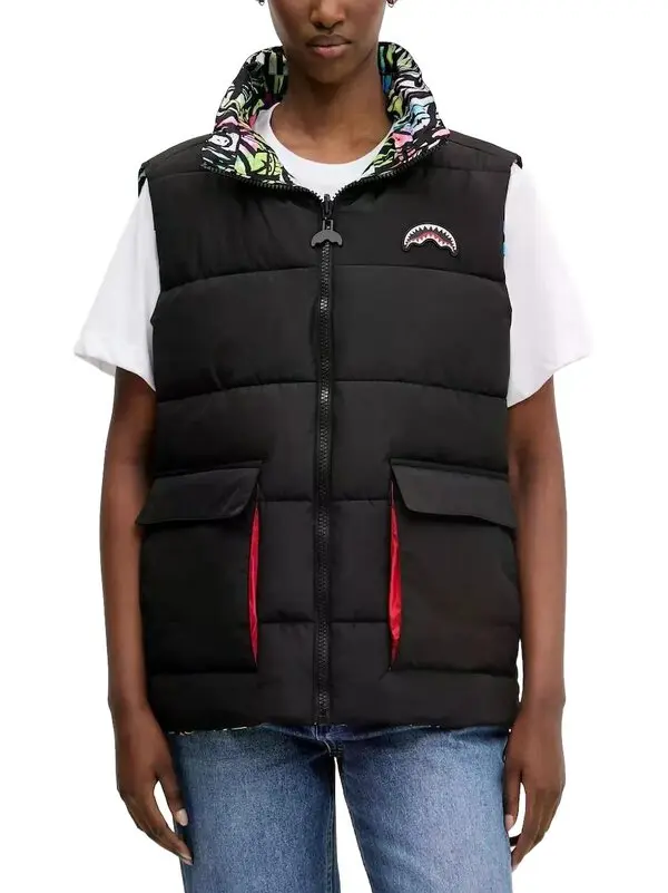 SPRAYGROUND Graffiti-print Puffer Gilet - Black