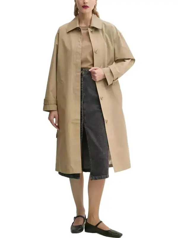 SESSUN Belted Buttoned Trench Coat - Neutrals