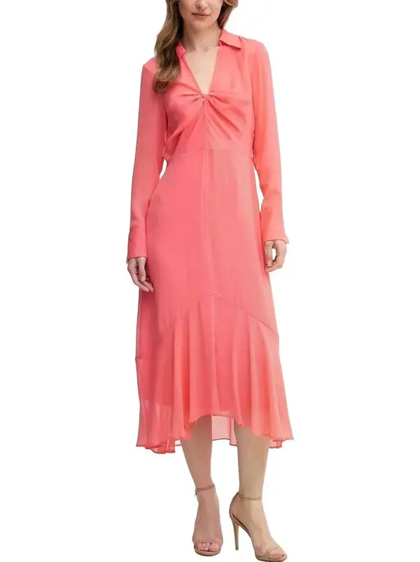 Dkny Twist-front Asymmetric-hem Dress - Pink