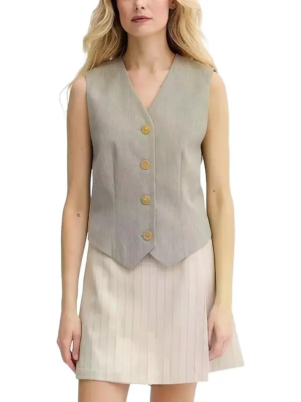 BY MALENE BIRGER Occa Buttoned Sleeveless Vest - Grey