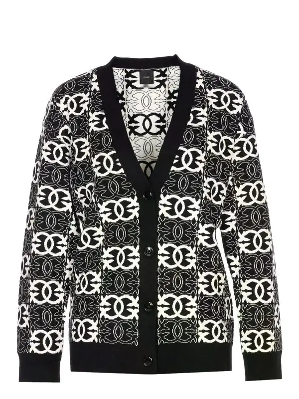 Pinko Geometric Pattern Cardigan - Black