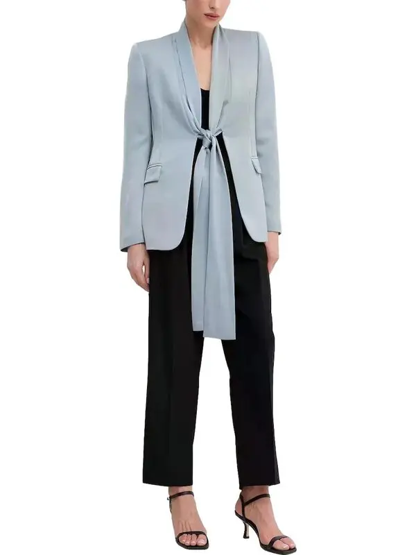 SANDRO FERRONE Tie-front Blazer With Flap-pocket - Grey