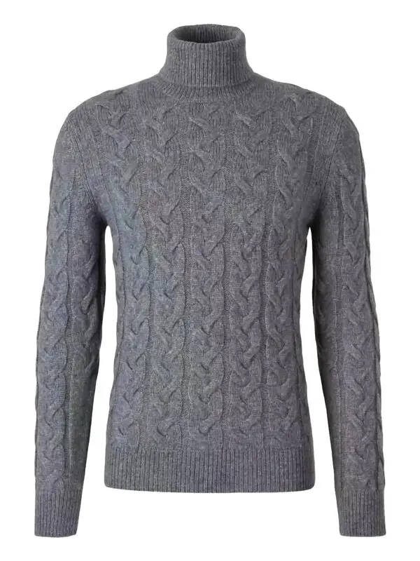 GRAN SASSO Cable-knit Turtleneck Sweater - Grey