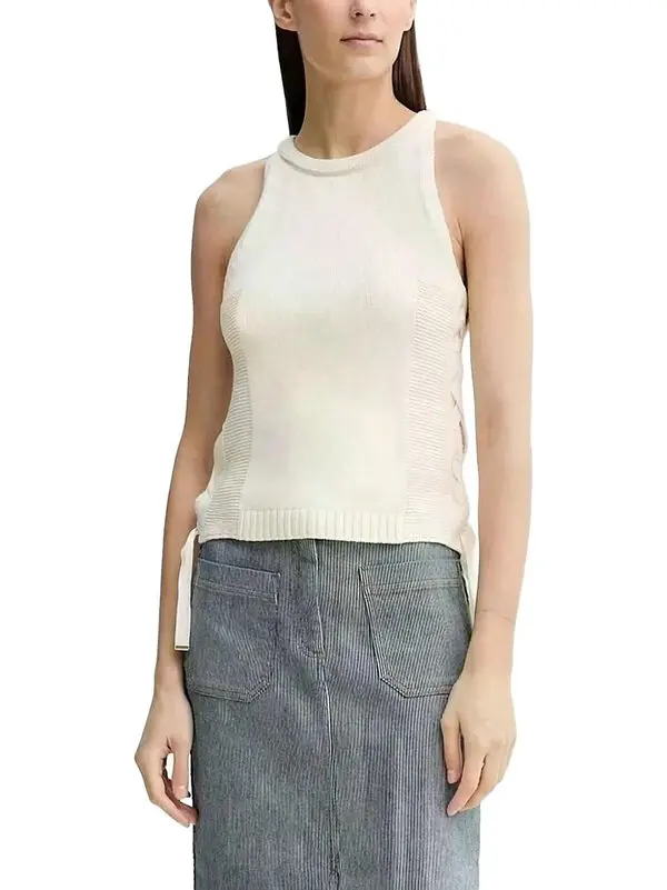 SESSUN Lace-up Knitted Top - Neutrals