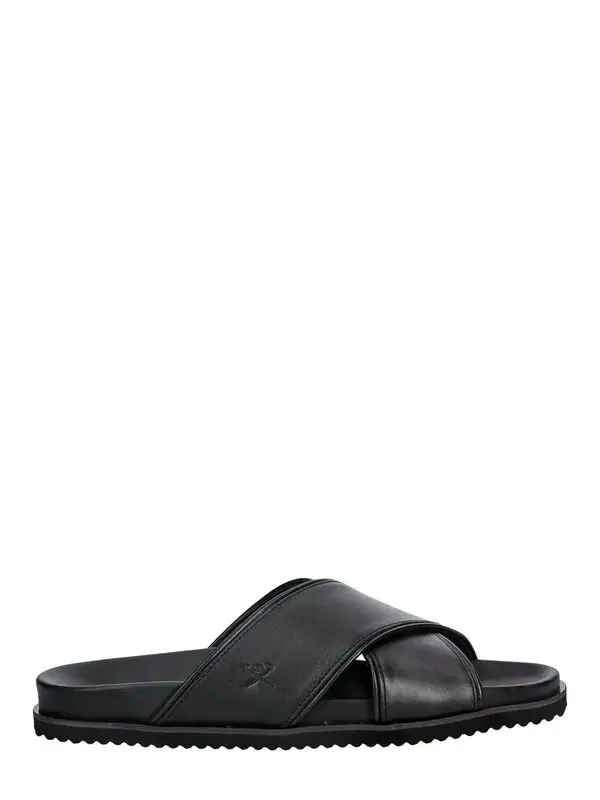 HACKETT LONDON Mikonos Leather Cross-strap Sandals - Black