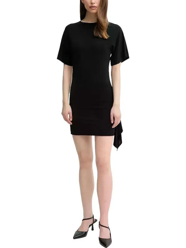 Emporio Armani Draped-detail Short-sleeve Mini Dress - Black