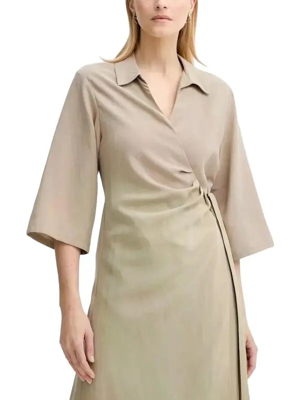 SAMSOE SAMSOE Wrap-effect Midi Dress - Neutrals