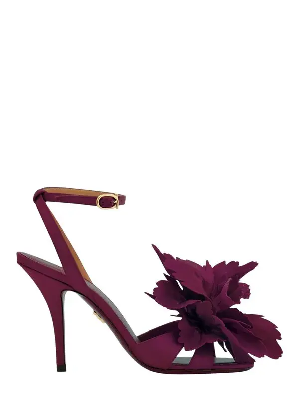 FERRAGAMO Flower-embellished Heeled Sandals - Purple