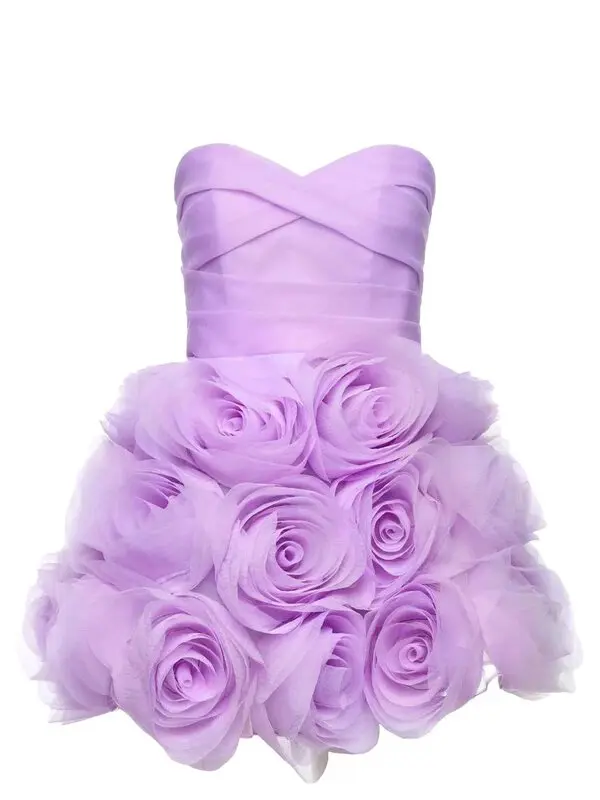 ANA RADU Rose-embellished Strapless Mini Dress - Purple
