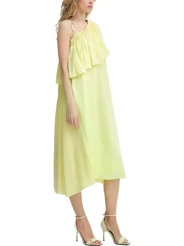 BRUUNS BAZAAR Ruffle One-shoulder Midi Dress - Yellow