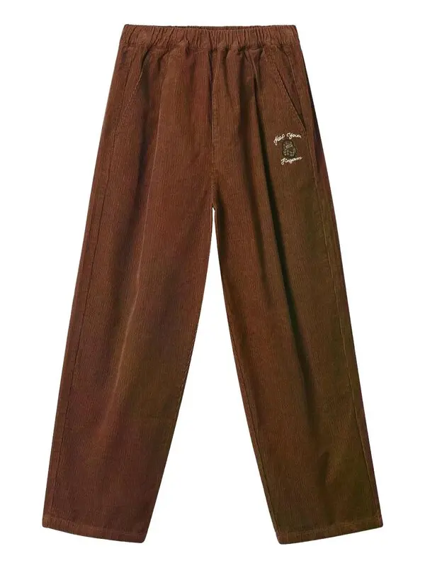 FINGERCROXX Embroidered Corduroy Trousers - Brown