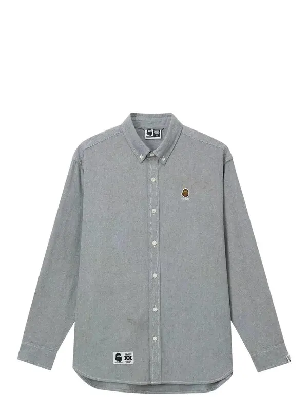FINGERCROXX Logo-patch Long-sleeve Shirt - Grey