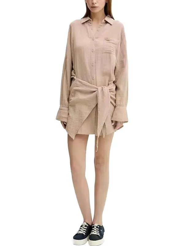 Melissa Odabash Tie-detail Shirt Midi Dress - Neutrals