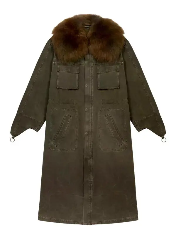 Blumarine Fur-collar Parka Coat - Green