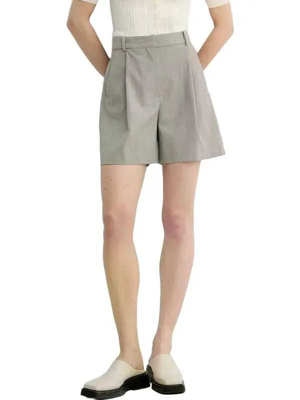 BY MALENE BIRGER Pleated Concealed-fastening Shorts - Grey