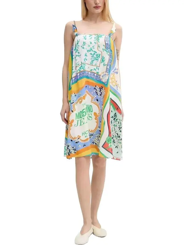 Moschino Floral Print Midi Dress - White